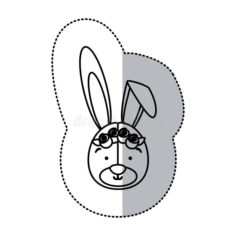 Sticker Monochrome Contour and Half Shadow with Face of Bride Rabbit ...