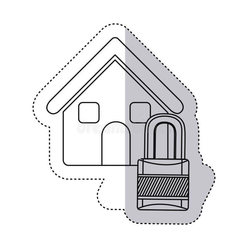 Sticker Monochrome Contour House with Padlock Stock Illustration ... Sticker Monochrome Contour House with Padlock Stock Illustration ...