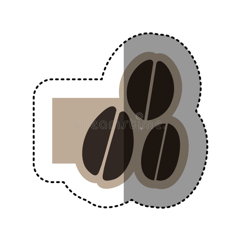 Sticker Monochrome Emblem with Coffee Beans Stock Illustration ...