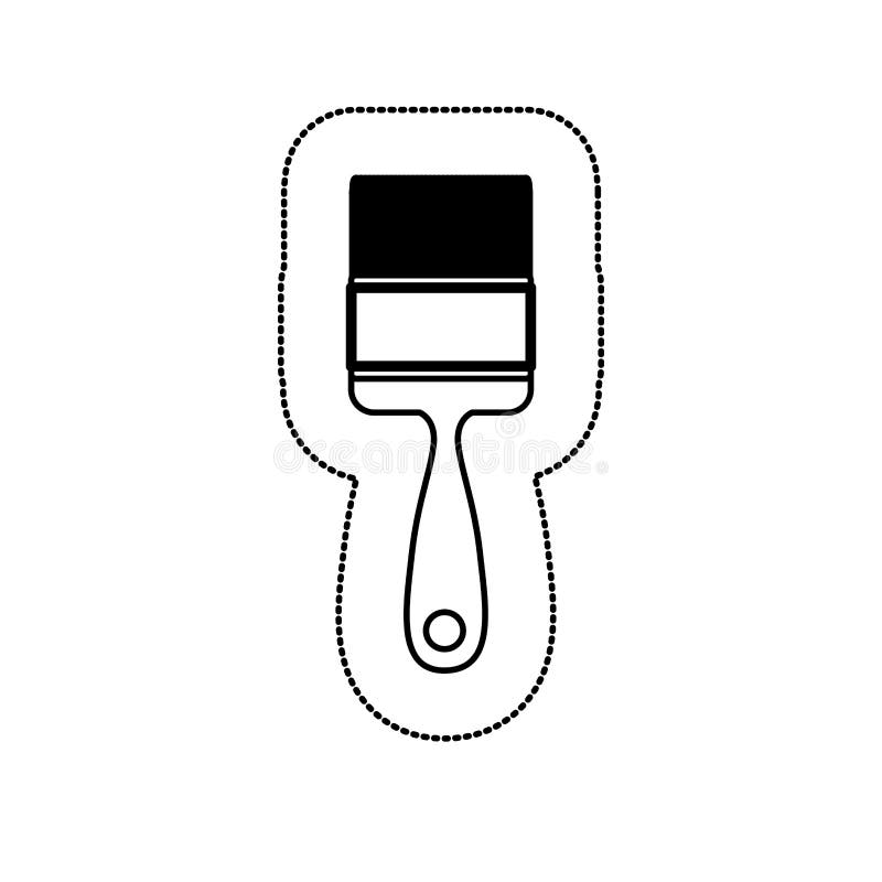 Sticker Monochrome with Paint Brush Stock Vector - Illustration of ...