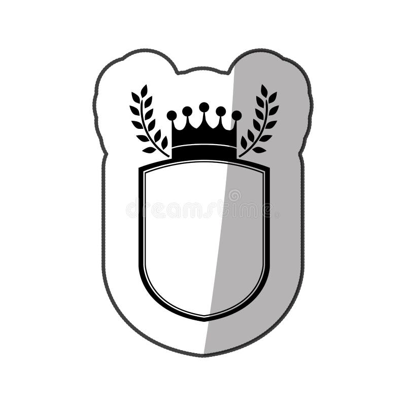 Monochrome Shield Contour with Olive Branch and Flags Stock Vector ...