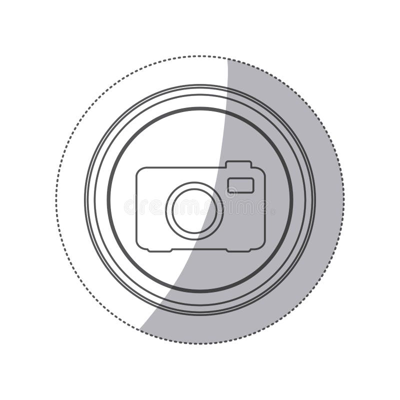 Sticker Monochrome Silhouette Circular Button with Analog Camera Stock ...