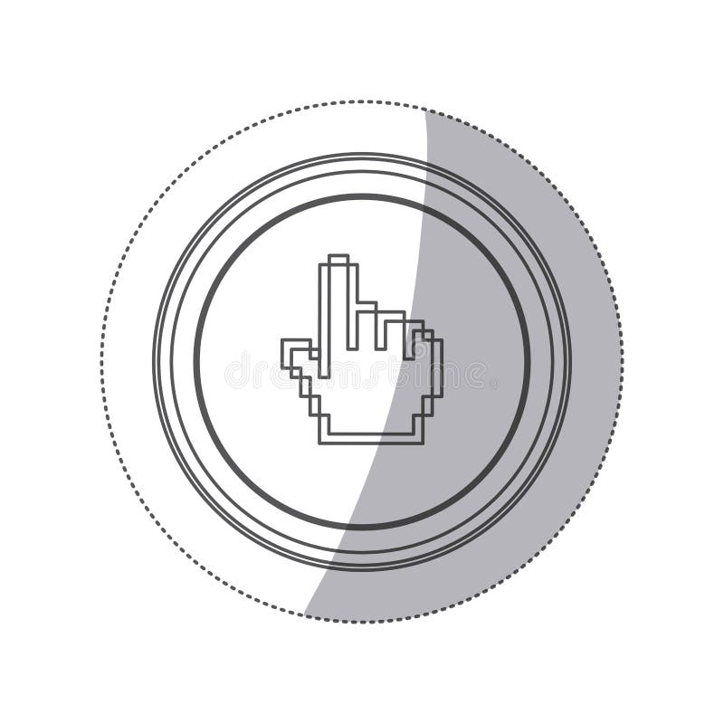 Sticker Monochrome Silhouette Circular Button with Pixelated Hand ...