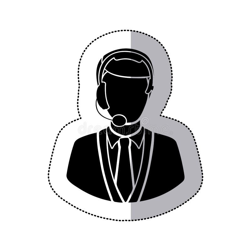 Sticker Monochrome Silhouette Man Call Center Stock Illustration ...