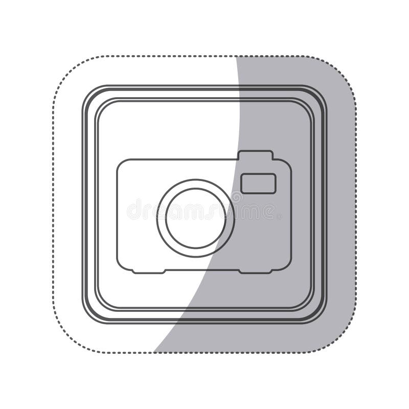 Sticker Monochrome Silhouette Square Button with Analog Camera Stock ...