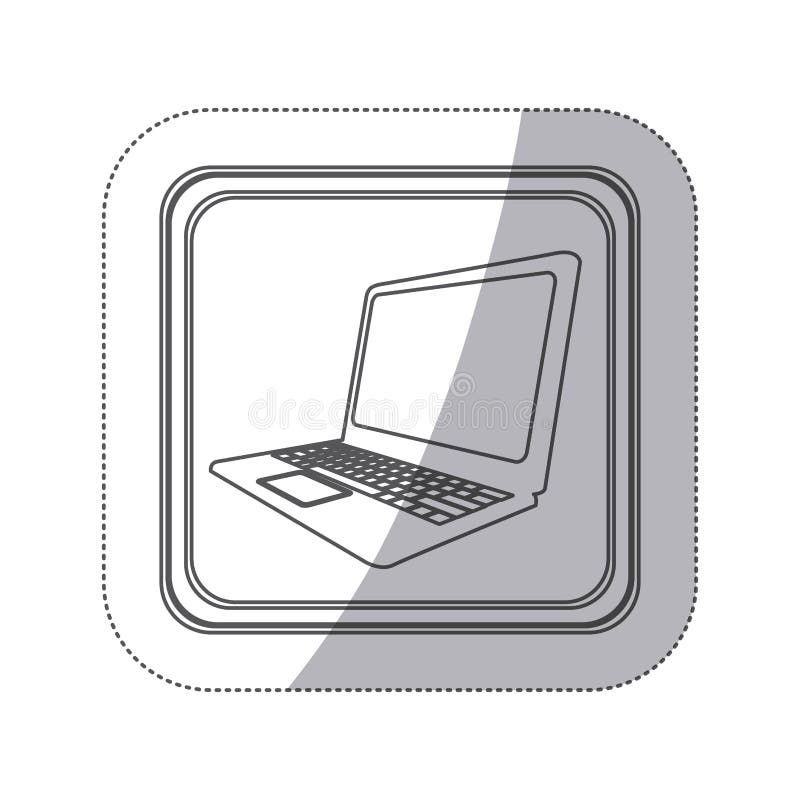 Sticker Monochrome Silhouette Square Button with Laptop Computer Stock ...