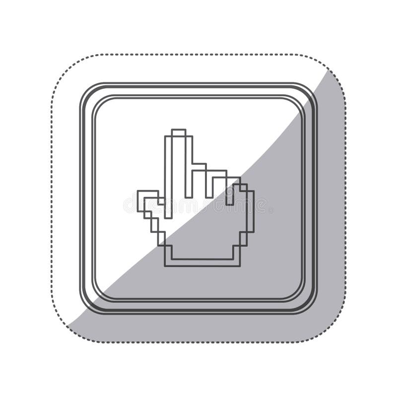 Sticker Monochrome Silhouette Square Button with Pixelated Hand ...