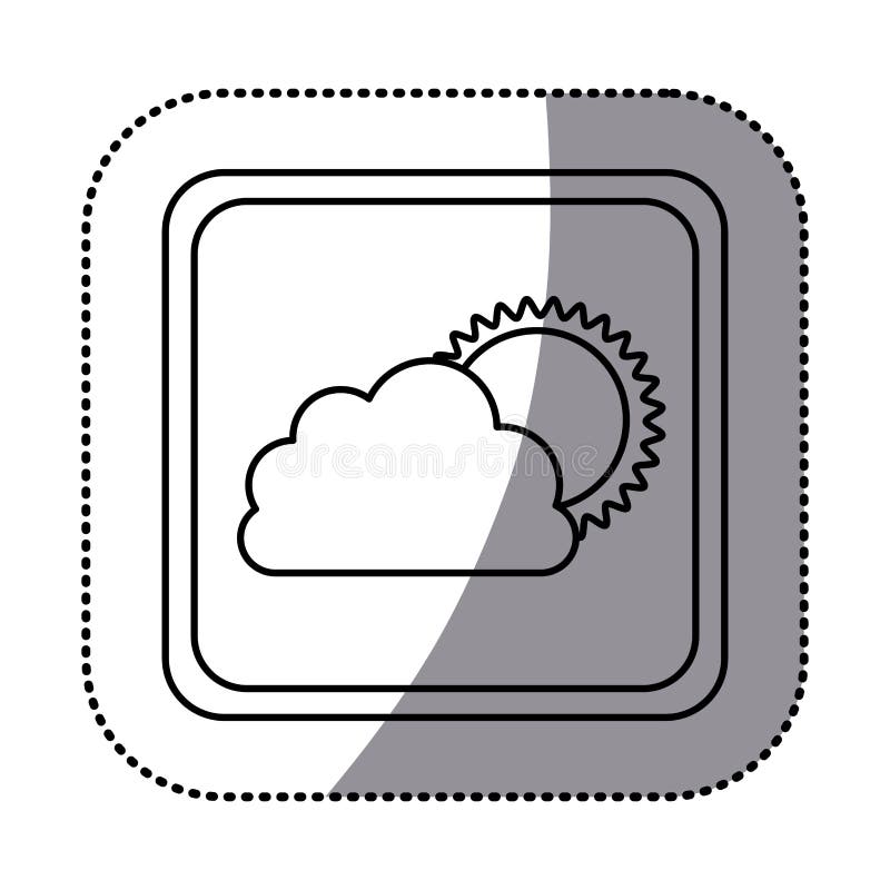 Sticker Monochrome Square Frame with Cloud and Sun Stock Illustration ...