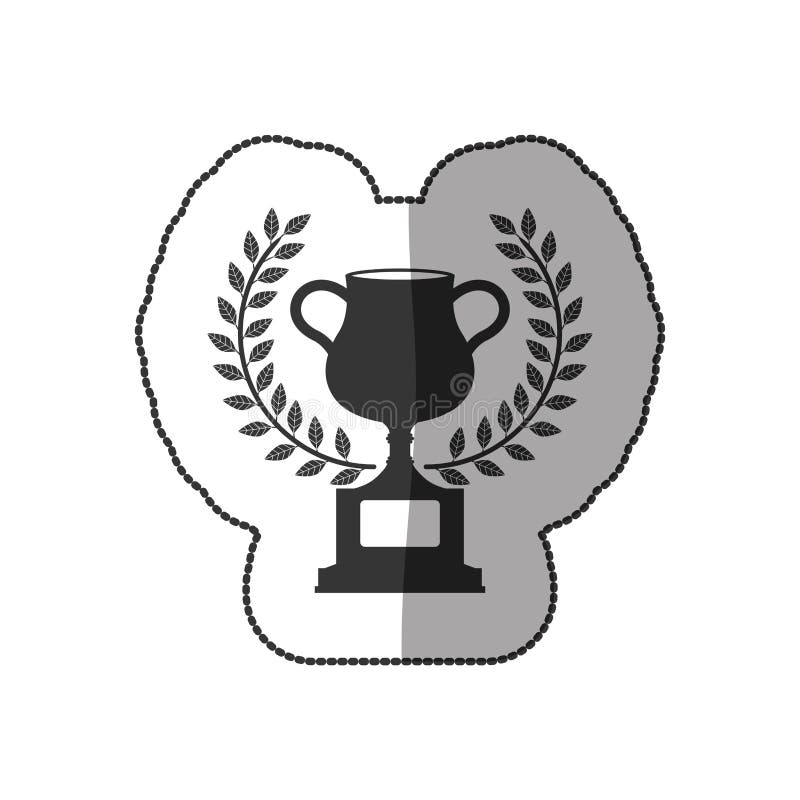 Sticker Monochrome Trophy Cup with Olive Branch and Half Shaded Stock ...