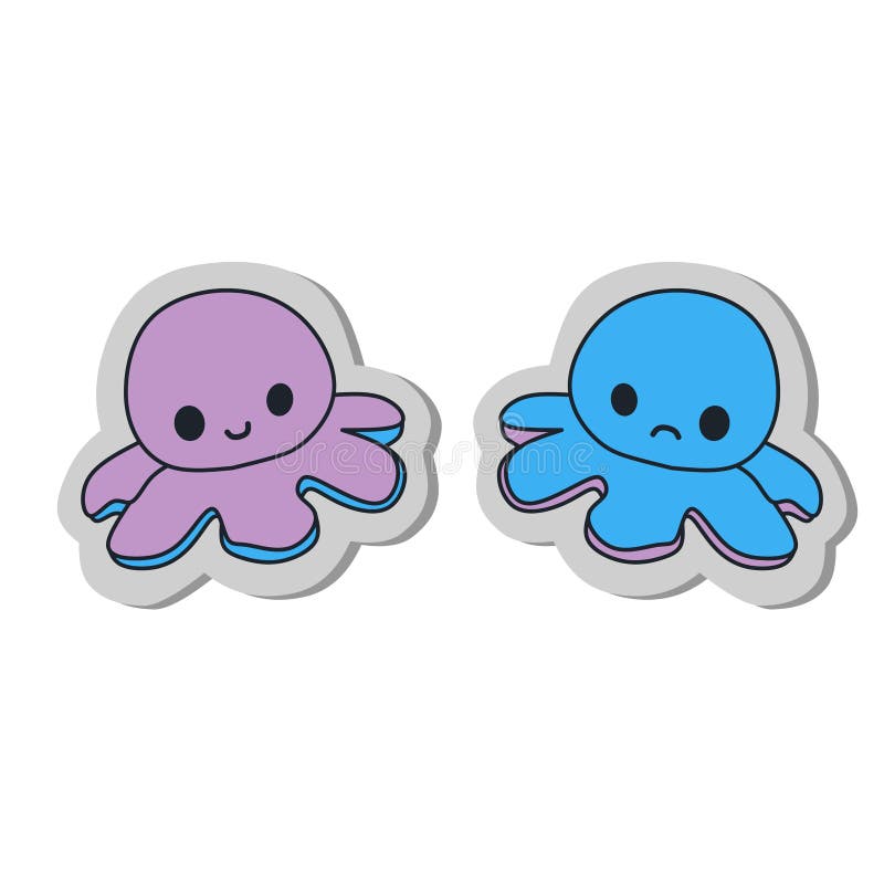 Sticker Mood Octopus Character Stock Vector - Illustration of adorable ...