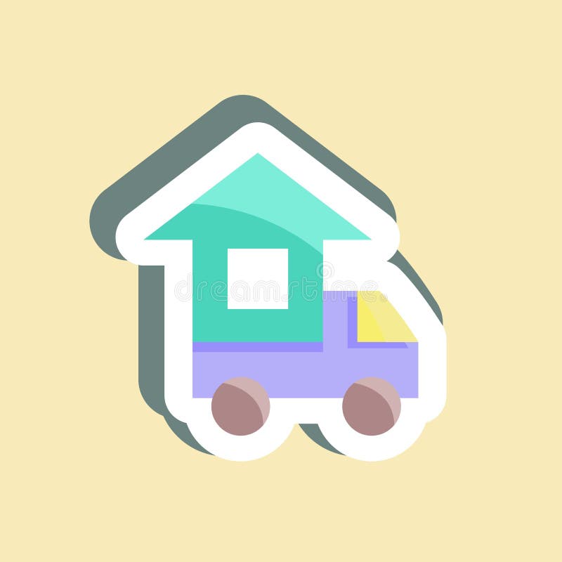 Sticker Moving Home. Suitable for Education Symbol. Simple Design ...