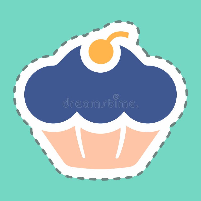 Sticker Muffin - Line Cut - Simple Illustration, Editable Stroke Stock ...