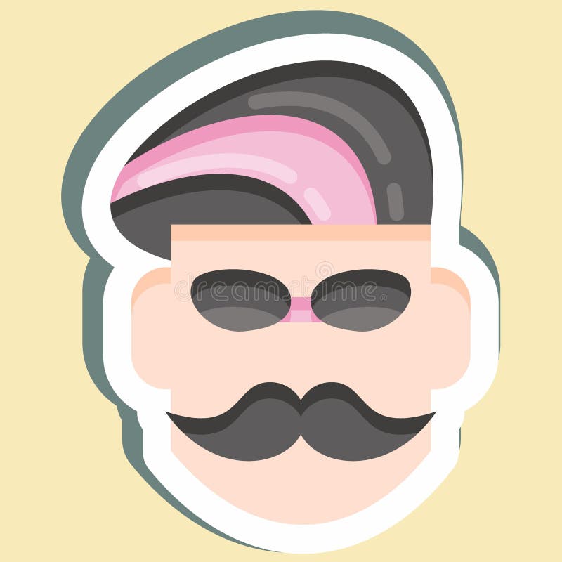 Sticker Mustache. Suitable for Barbershop Symbol. Simple Design ...