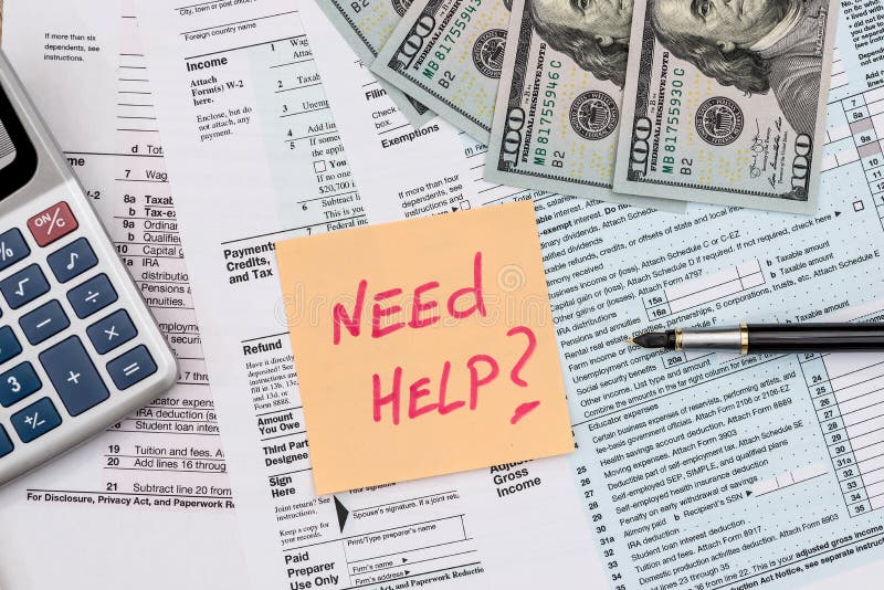 Sticker `Need Help` with 1040 Form Editorial Photo - Image of federal ...