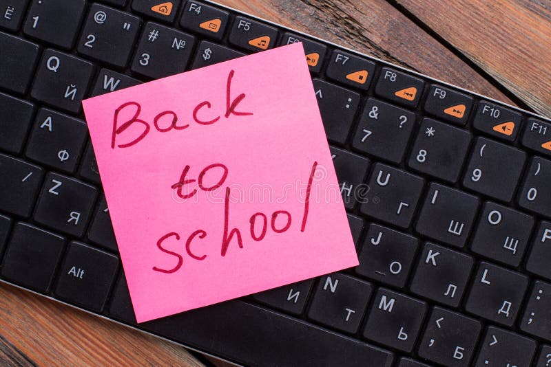 Sticker Note with Back To School Handwriting on a Pc Keyboard. Stock ...