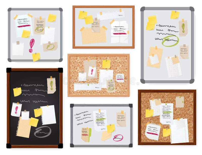 Sticker Notes Pined on Board Vector Illustration. Stock Vector ...