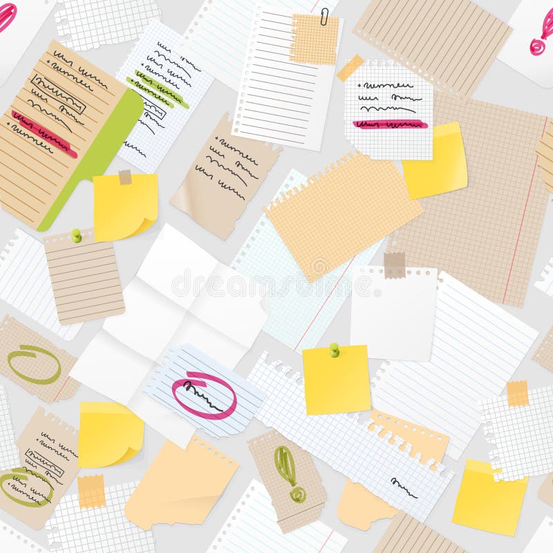 Sticker Notes Pined on Board Vector Seamless Pattern. Stock Vector ...