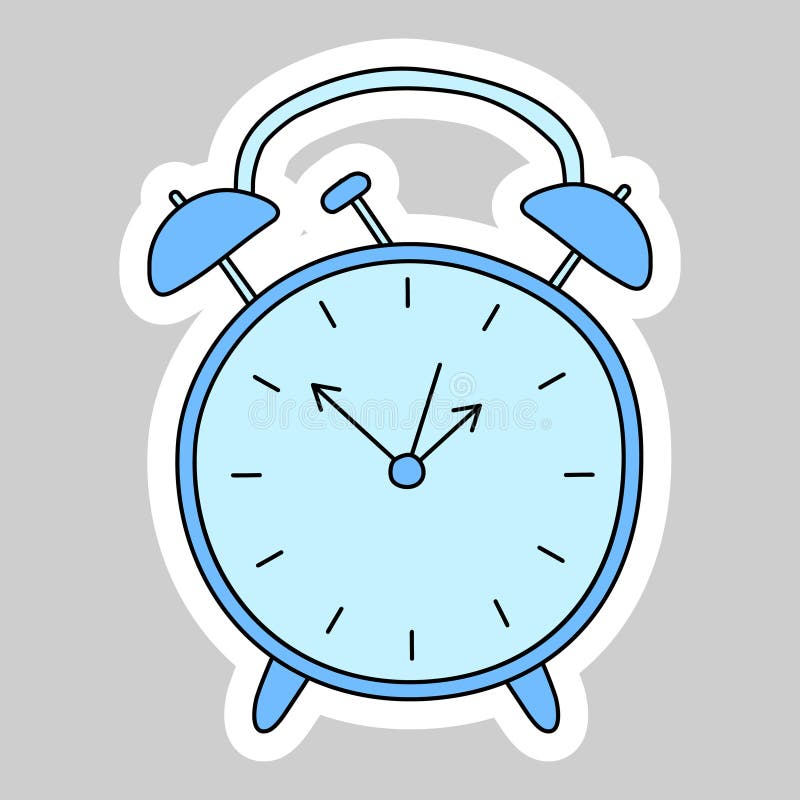 Sticker with Old Fashioned Alarm Clock, Doodle Style Vector Stock ...