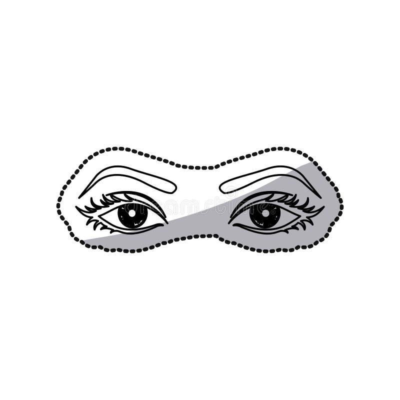 Sticker Outline Woman with Open Eyes Stock Illustration - Illustration ...