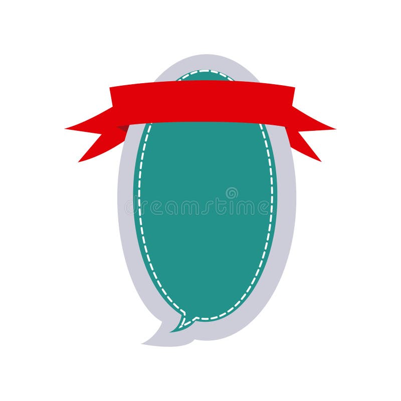 Sticker Oval Balloon Dialog Box Design with Ribbon Stock Illustration ...