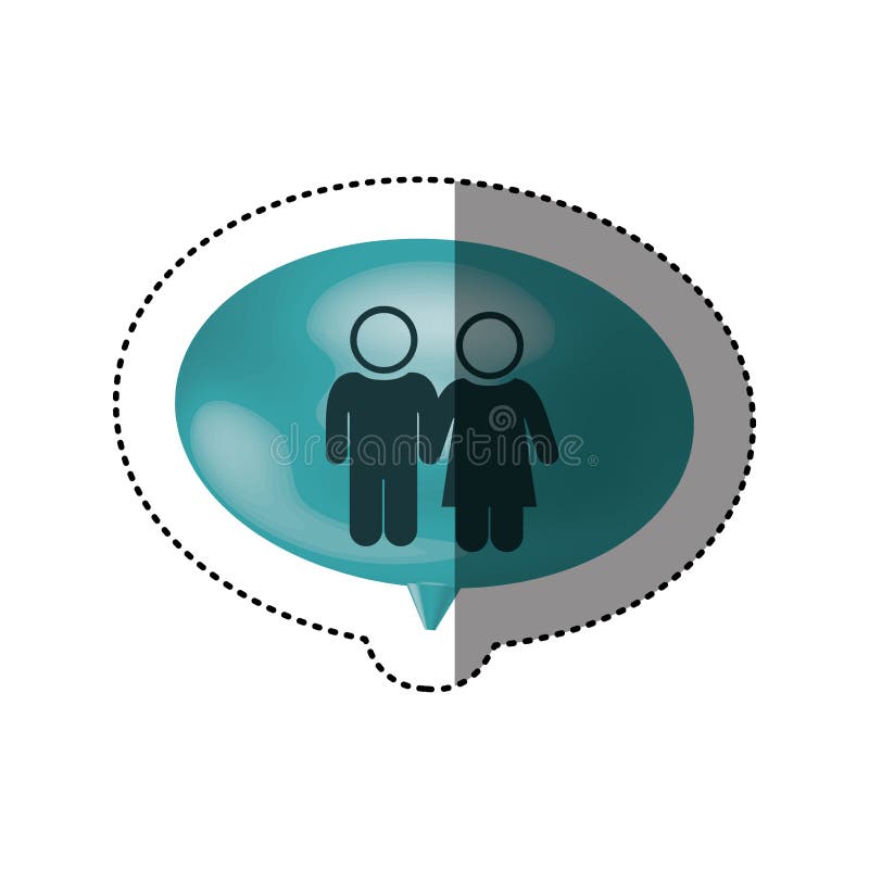 Sticker of Oval Speech with Pictogram of Couple Stock Illustration ...