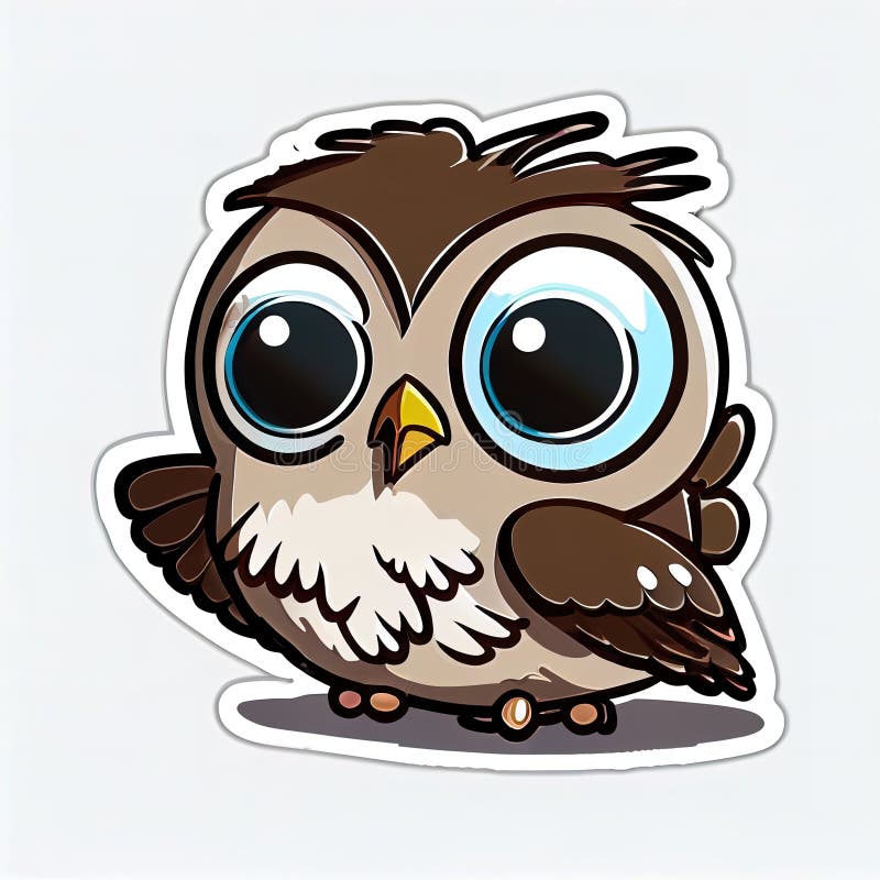 A Sticker of an Owl with Big Eyes and a Big Nose Stock Illustration ...