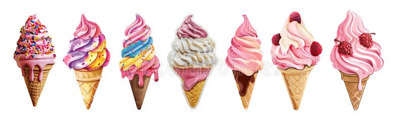 Sticker Pack of a Ice Cream on a Transparent Background Stock ...