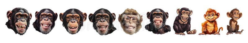 Sticker Pack of a Monkey on a Transparent Background Stock Illustration ...