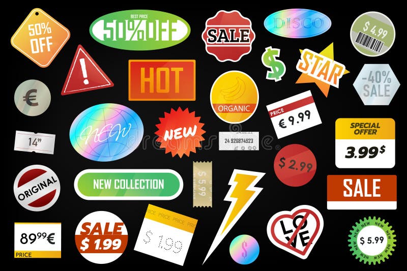 Sticker Pack. Price Stickers Stock Vector - Illustration of label ... Sticker Pack. Price Stickers Stock Vector - Illustration of label ...