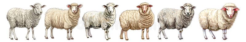 Sticker Pack of a Sheep on a Transparent Background Stock Illustration ...