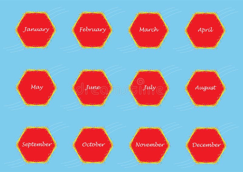 Sticker Package Names of Months from January To December Stock Vector ...