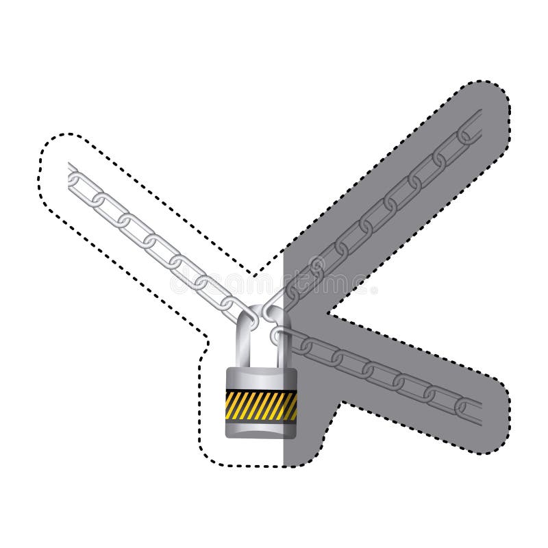 Sticker Padlock and Metal Chains Icon Stock Illustration - Illustration ...