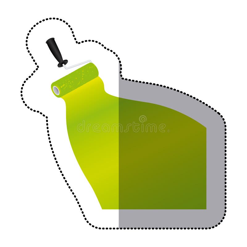Sticker Paint Roller with Stroke of Paint Green Stock Illustration ...