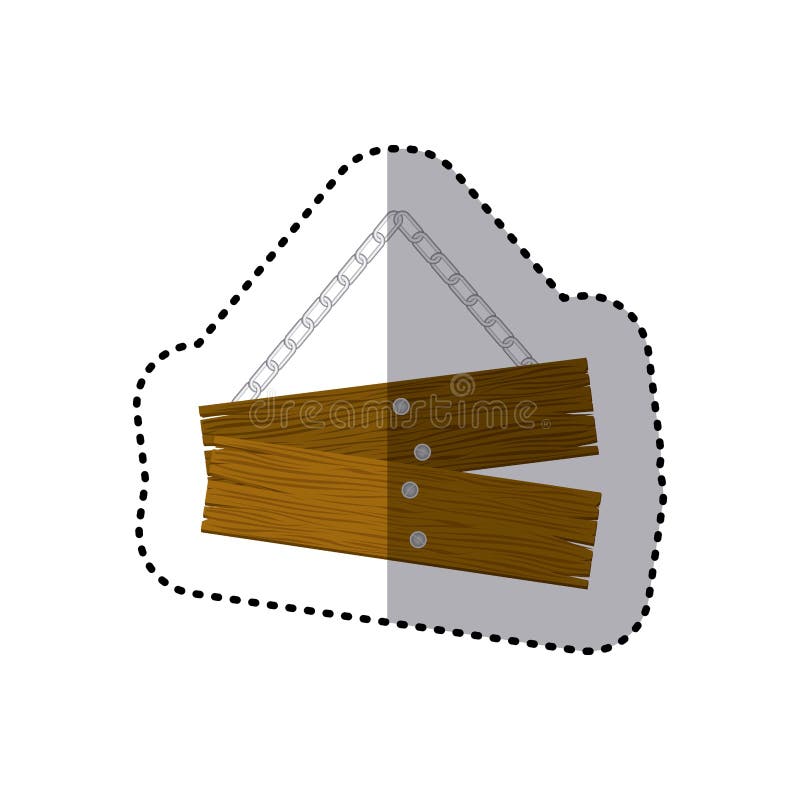 Sticker Pair Pieces Wooden Sign Board with Chains Stock Illustration ...