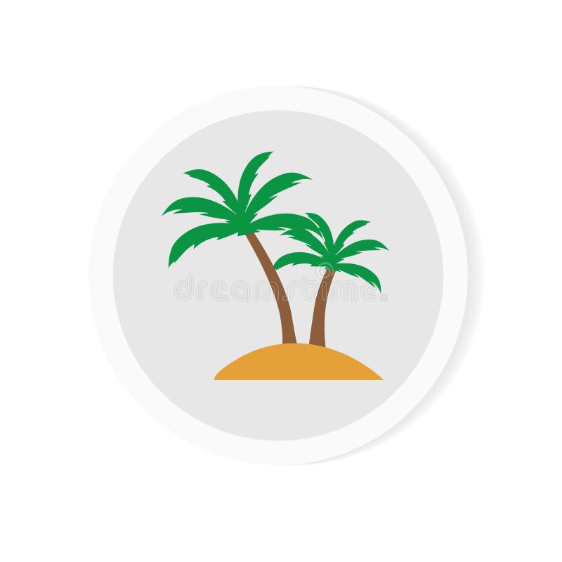 Sticker with Palm Tree Icon Stock Vector - Illustration of tree ...