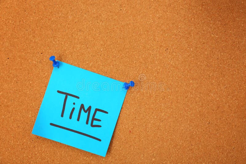 Sticker Paper with Word TIME on Cork Background Stock Photo - Image of ...