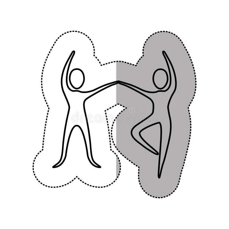 Sticker People Dancing Together Icon Stock Illustration - Illustration ...