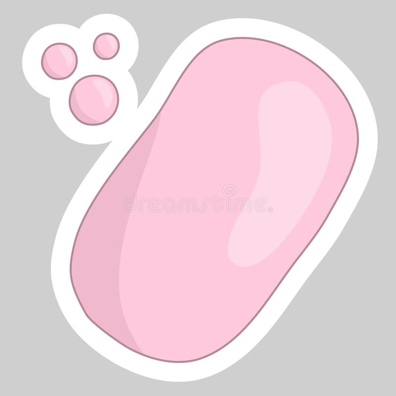 Sticker with Piece of Solid Hand Cleaning Soap Bar with Bubbles, Vector ...