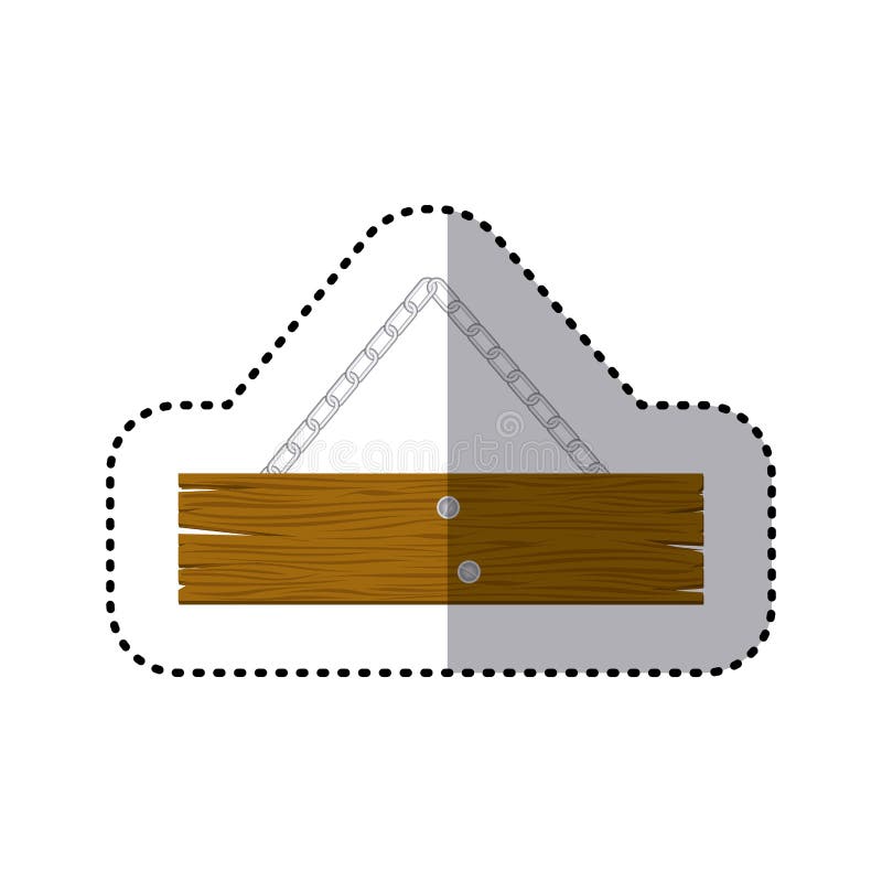 Sticker Piece Wooden Sign Board with Chains Stock Illustration ...