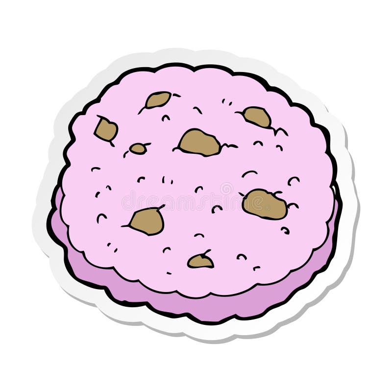 Sticker of a Pink Cookie Cartoon Stock Vector - Illustration of ...