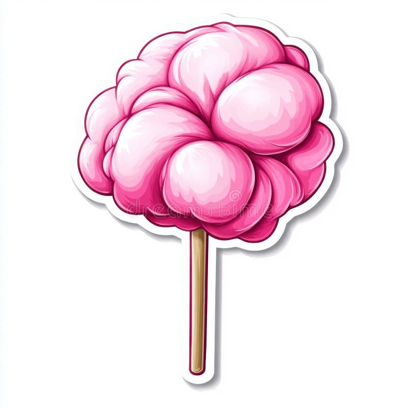 Sticker of Pink Cotton Candy on a Stick Stock Illustration ...