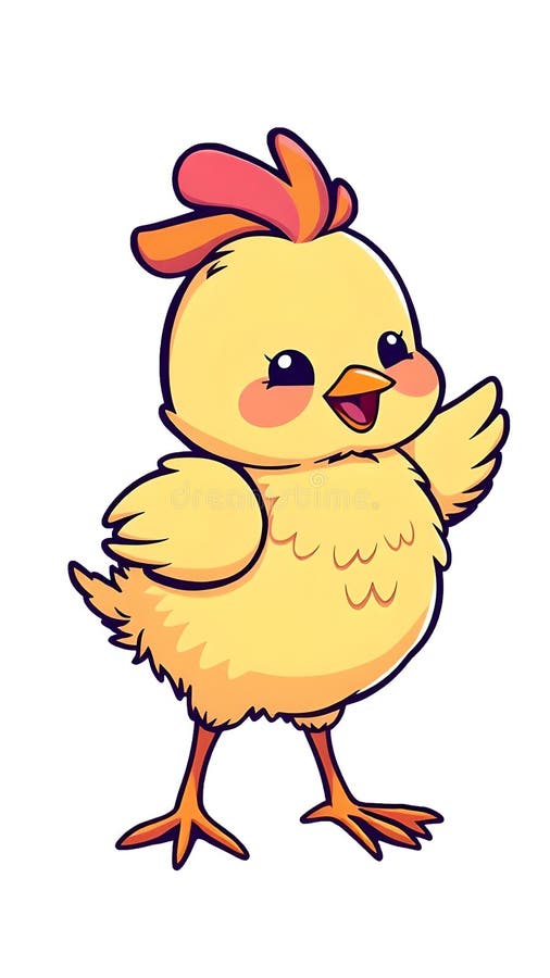 Sticker: Playful Chick with Rainbow Feathers - Kawaii Contour Vector on ...