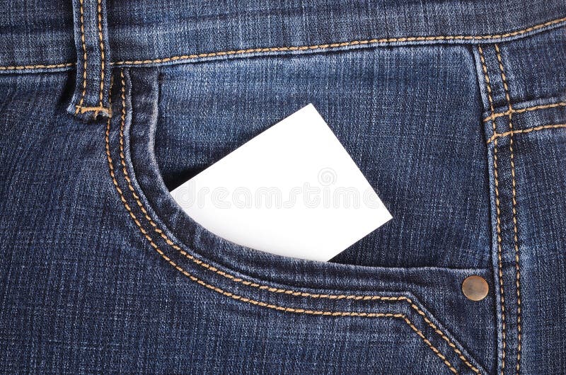 Sticker in pocket jeans stock photo. Image of seam, paper - 37915350