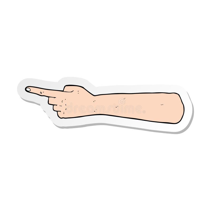 Sticker of a Pointing Hand Cartoon Stock Vector - Illustration of ...