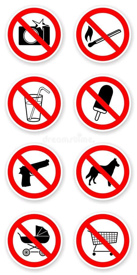 Sticker of Prohibited Symbols Stock Illustration - Illustration of ...