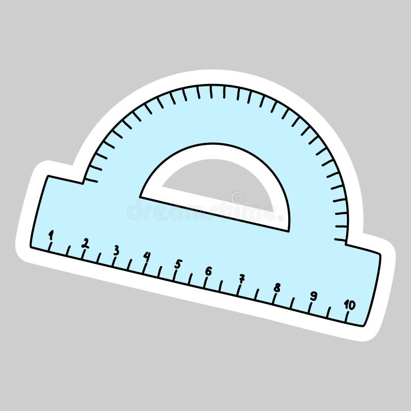 Sticker with Protractor Ruler, Doodle Style Vector Stock Vector ...