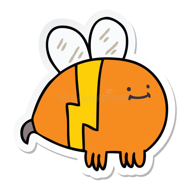 Sticker of a Quirky Hand Drawn Cartoon Bumblebee Stock Vector ...