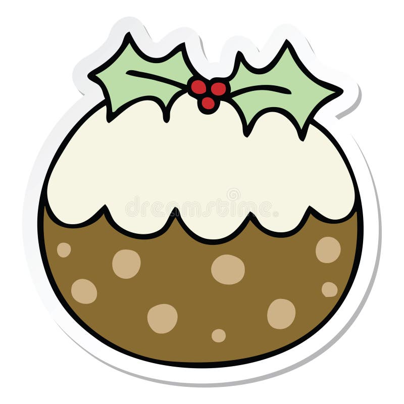 Sticker of a Quirky Hand Drawn Cartoon Christmas Pudding Stock Vector ...