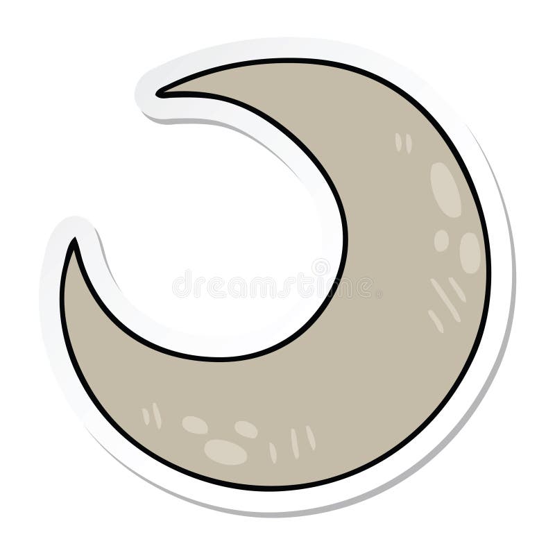Sticker of a Quirky Hand Drawn Cartoon Crescent Moon Stock Vector ...