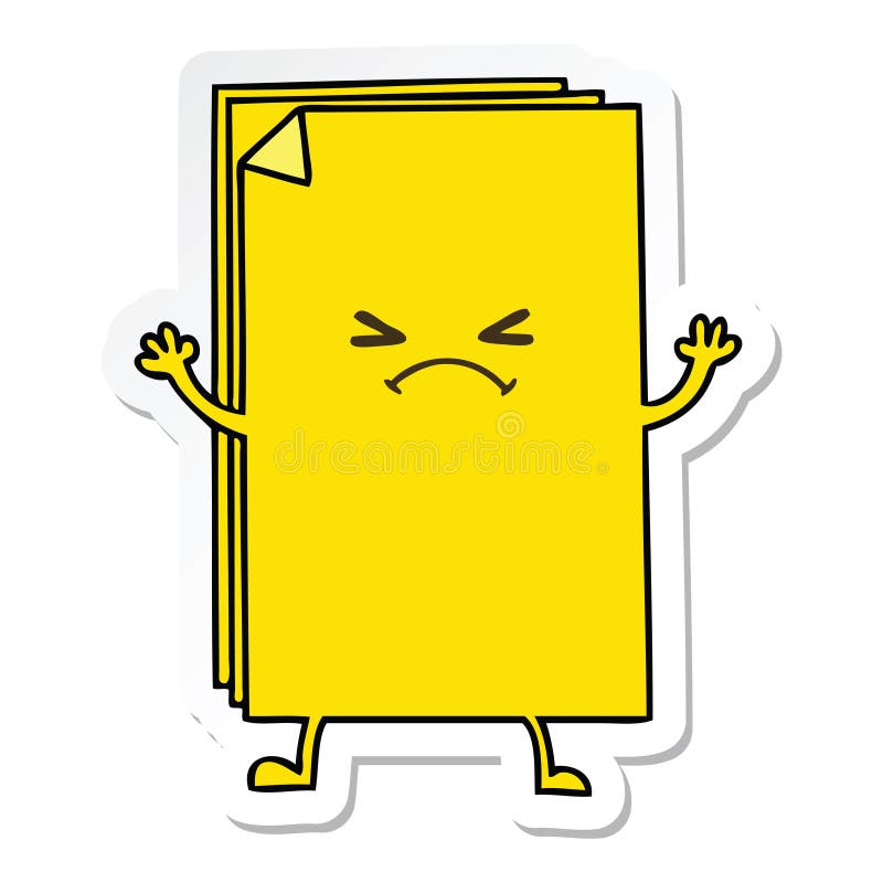 Sticker of a Quirky Hand Drawn Cartoon Cross Paper Stack Stock Vector ...